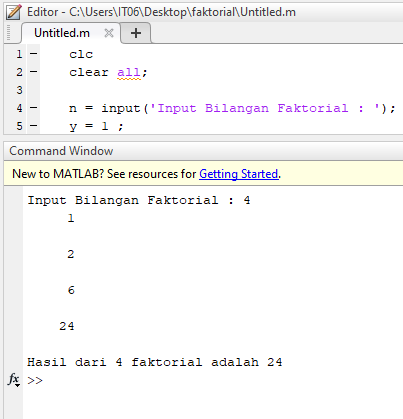 Contoh Program Perhitungan Faktorial dengan MATLAB - KETUTRARE