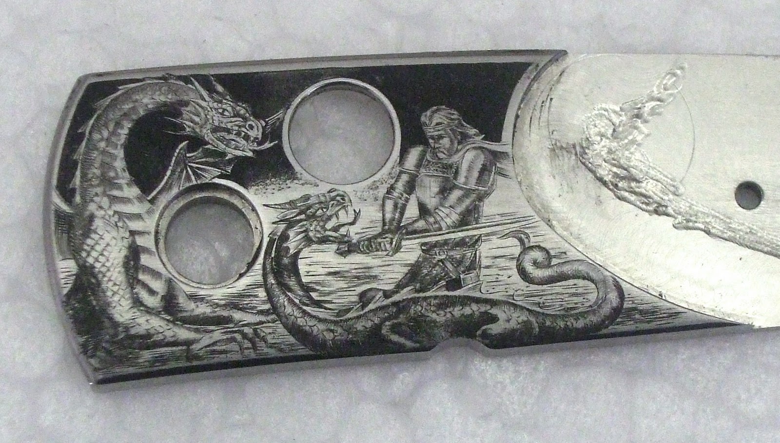 Gary Griffiths Gun Engraving: WHknife bolster "dragons"