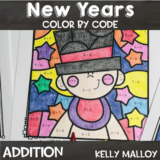 An Apple For The Teacher: New Years Color By Number Worksheets