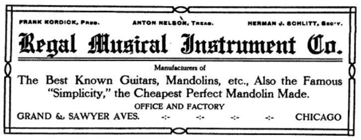Regal Musical Instrument Company - Chicago, Illinois - S. Nathaniel Adams