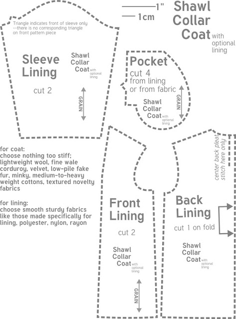 Sew I Am: Fashion Doll Shawl Collar Coat Pattern (with optional lining)