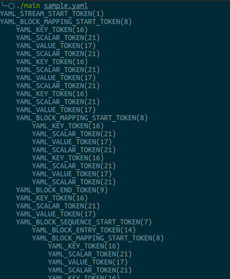 YAML syntax processing in C with libyaml and lemon parser generator ...
