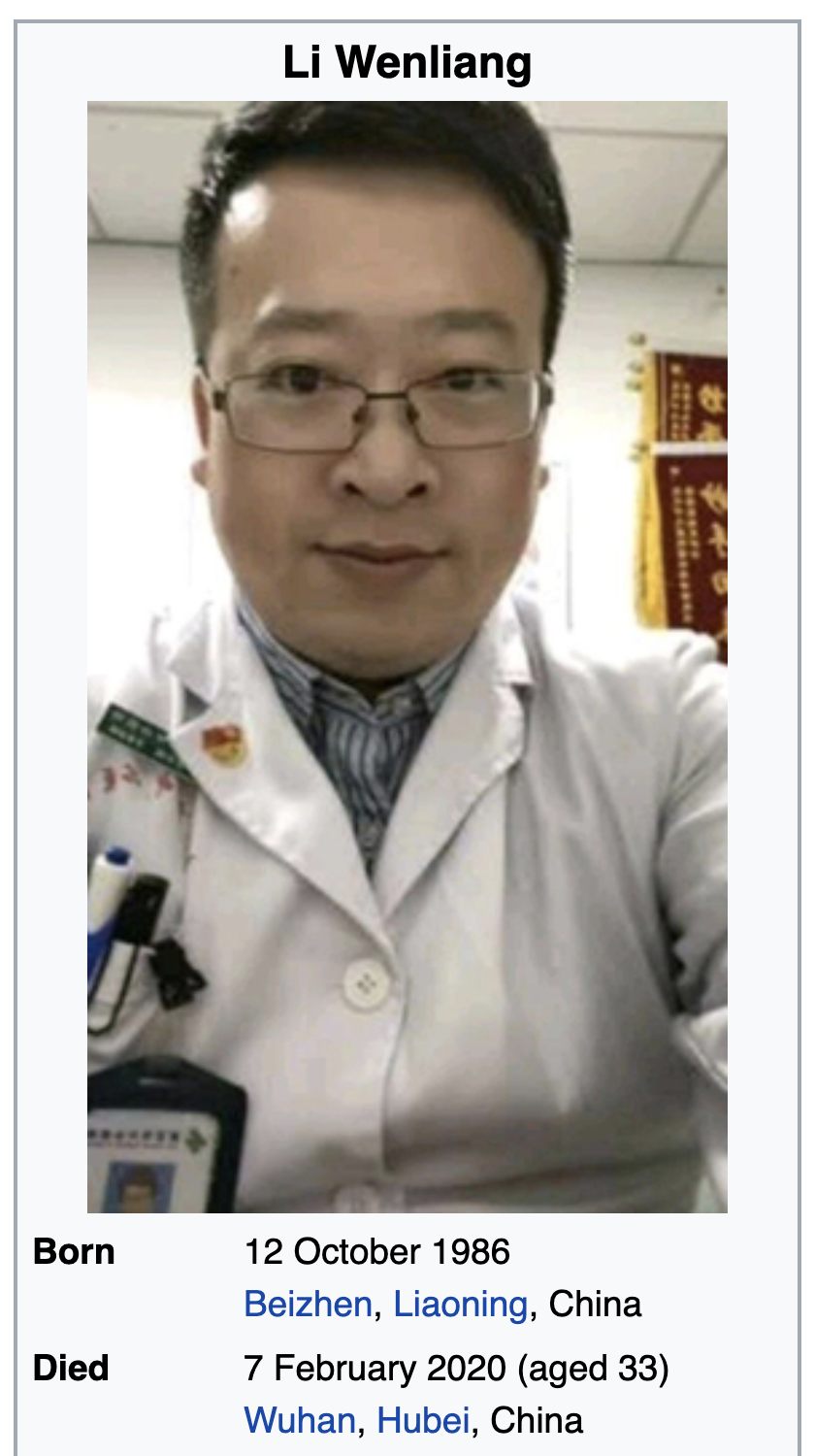 Chinese Doctor Li Wenliang who blew whistle on Coronavirus, dead ...