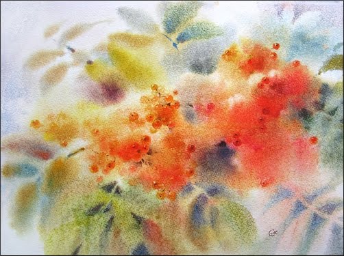 Watercolors by Maria Stezhko (Акварели Марии Стежко): The Rowan Tree