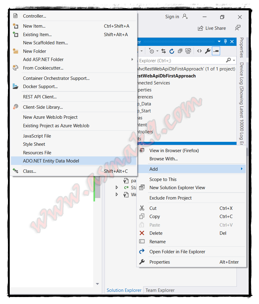 Aspnet Mvc Rest Web Api Sql Server Connection Using Entity Framework