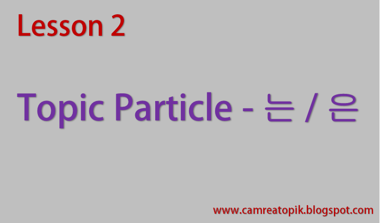 Lesson 2 - Topic Particle - 는 / 은 ~ LEARN TOPIK KOREAN