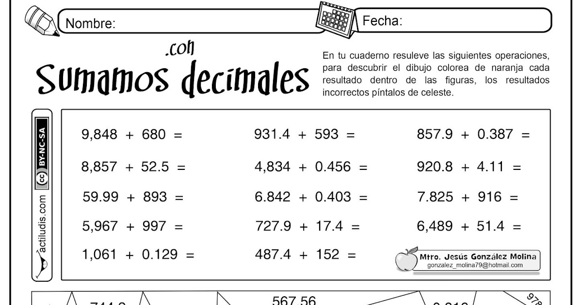 Maestra Marta: SUMAS DE DECIMALES