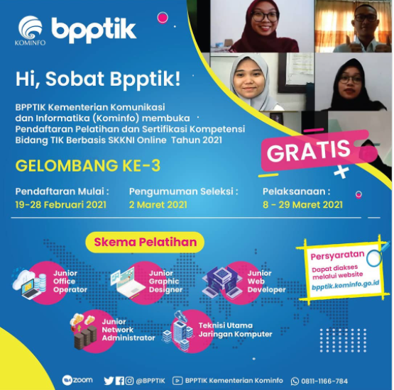 Gratis, Pendaftaran Pelatihan dan Sertifikasi Bidang TIK Berbasis SKKNI ...