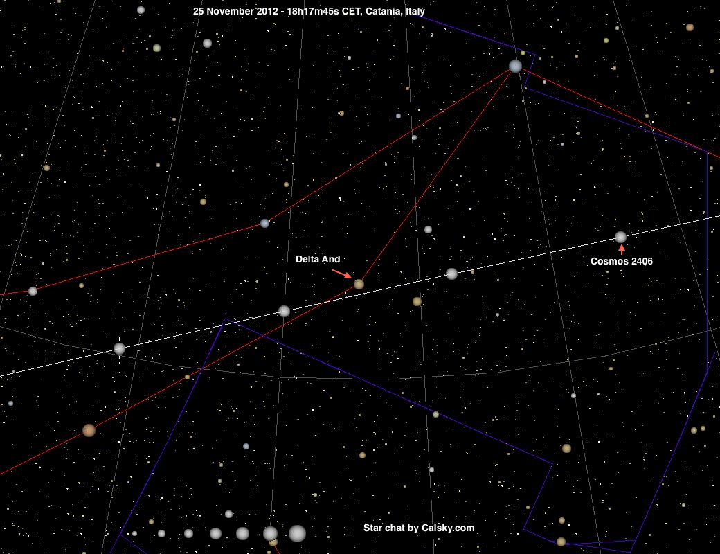 Satellites and surroundings: Satellite Cosmos 2406 close to Delta And