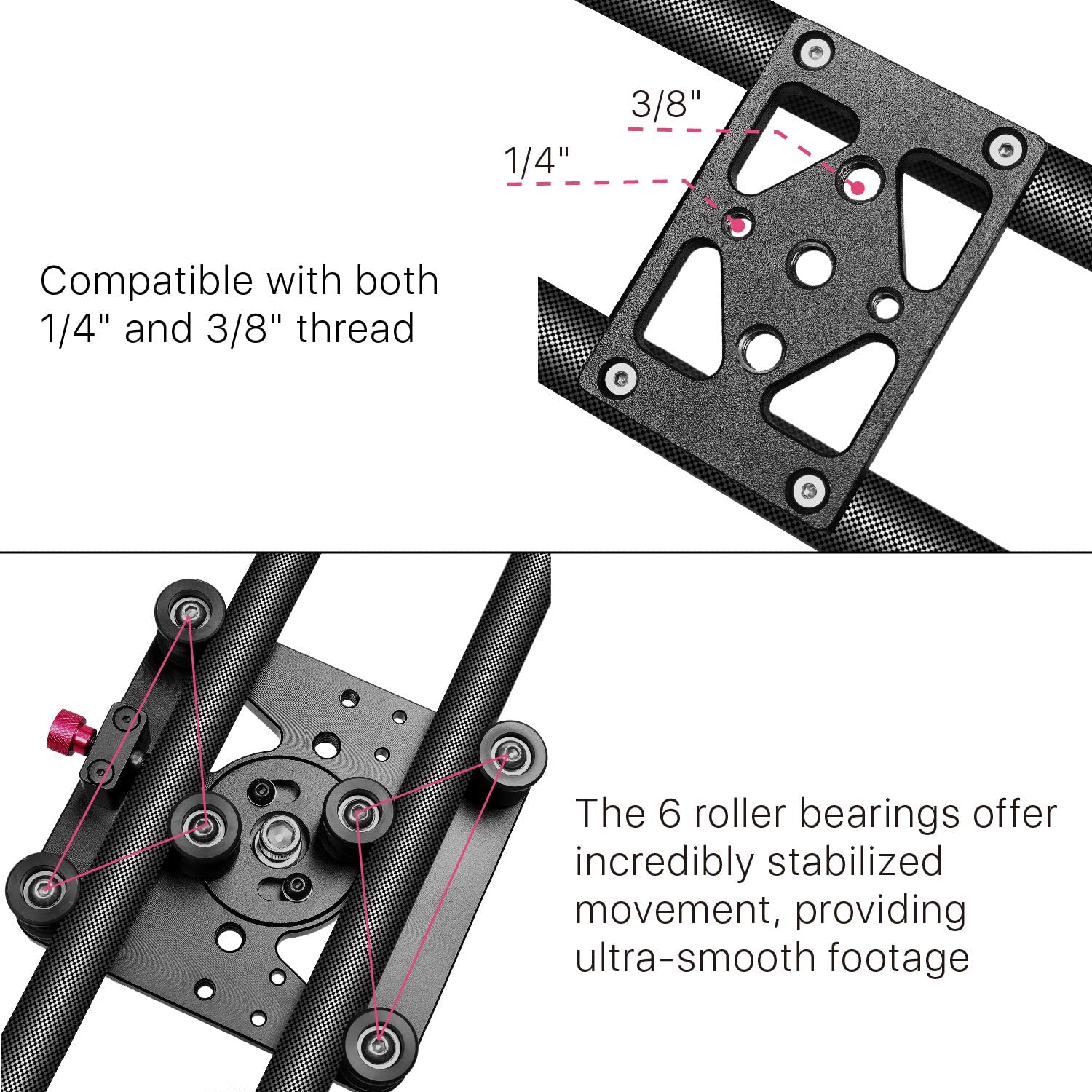 TNP 32 inches / 80cm Camera Slider for DSLR, Carbon Fiber Dolly Track ...