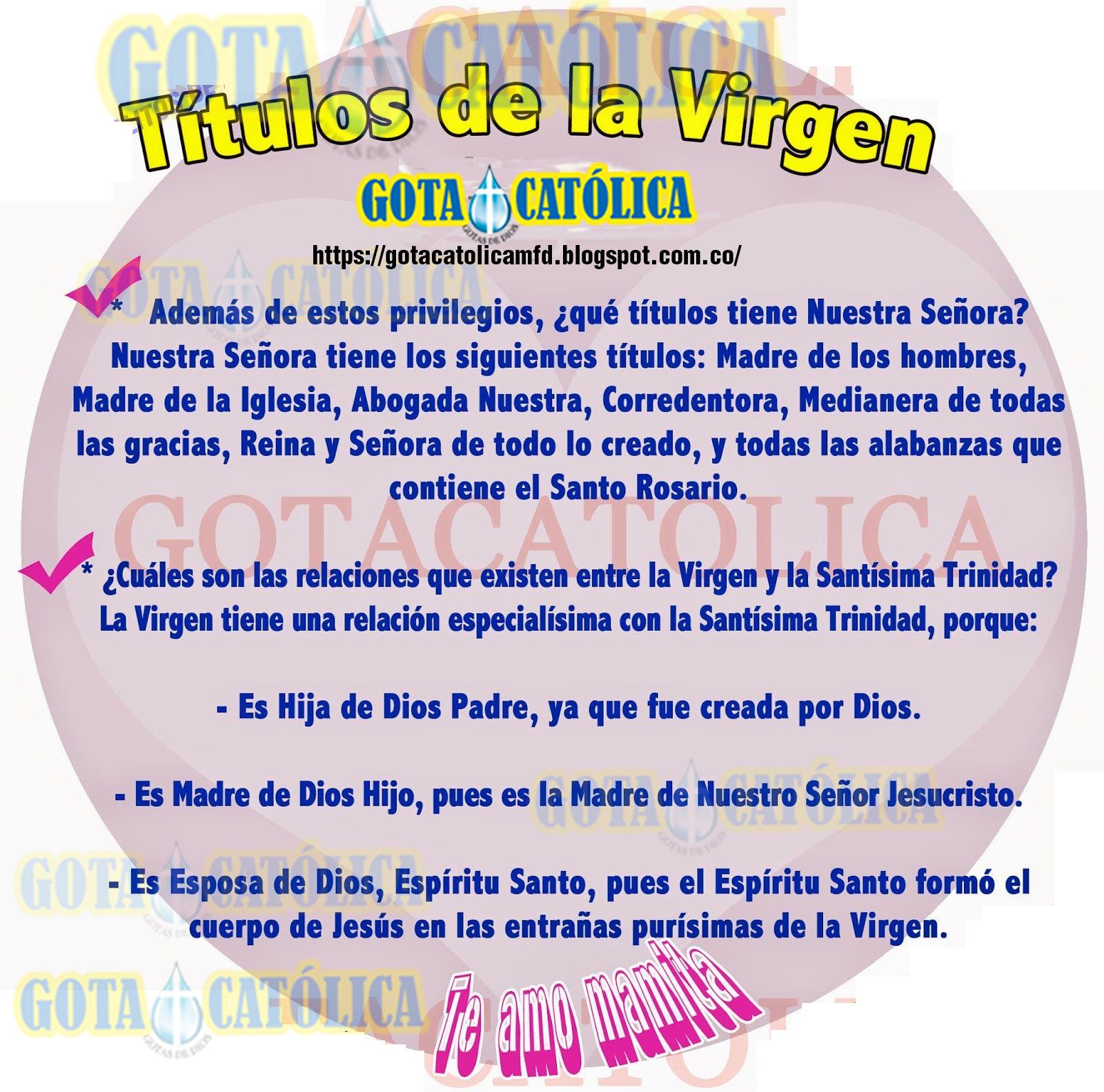GOTA Católica-Gotas de Dios: Títulos de la Santísima Virgen María