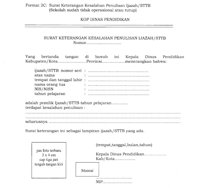 Format Surat Keterangan Pengganti Ijazah/STTB Jenjang Pendidikan Dasar ...