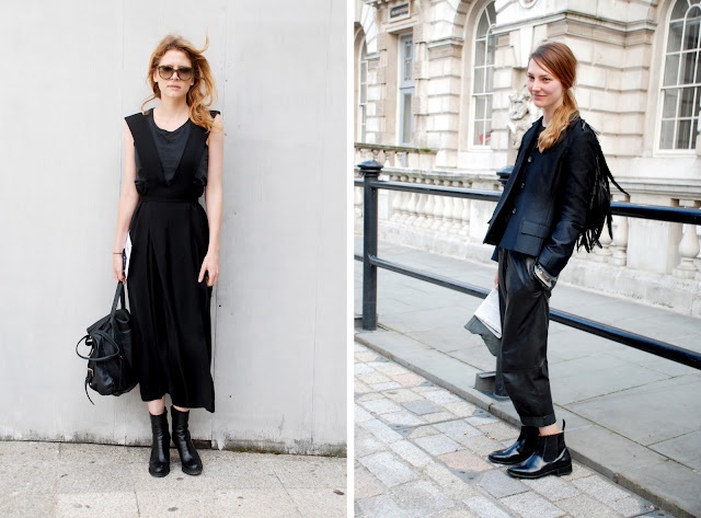 SOLID-UNCOATED: lfw street style: all black.
