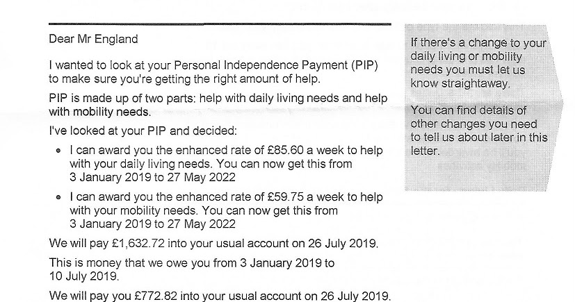 award letter from DWP
