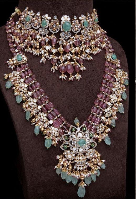 Ruby Polki Guttapusalu Sets - Jewellery Designs