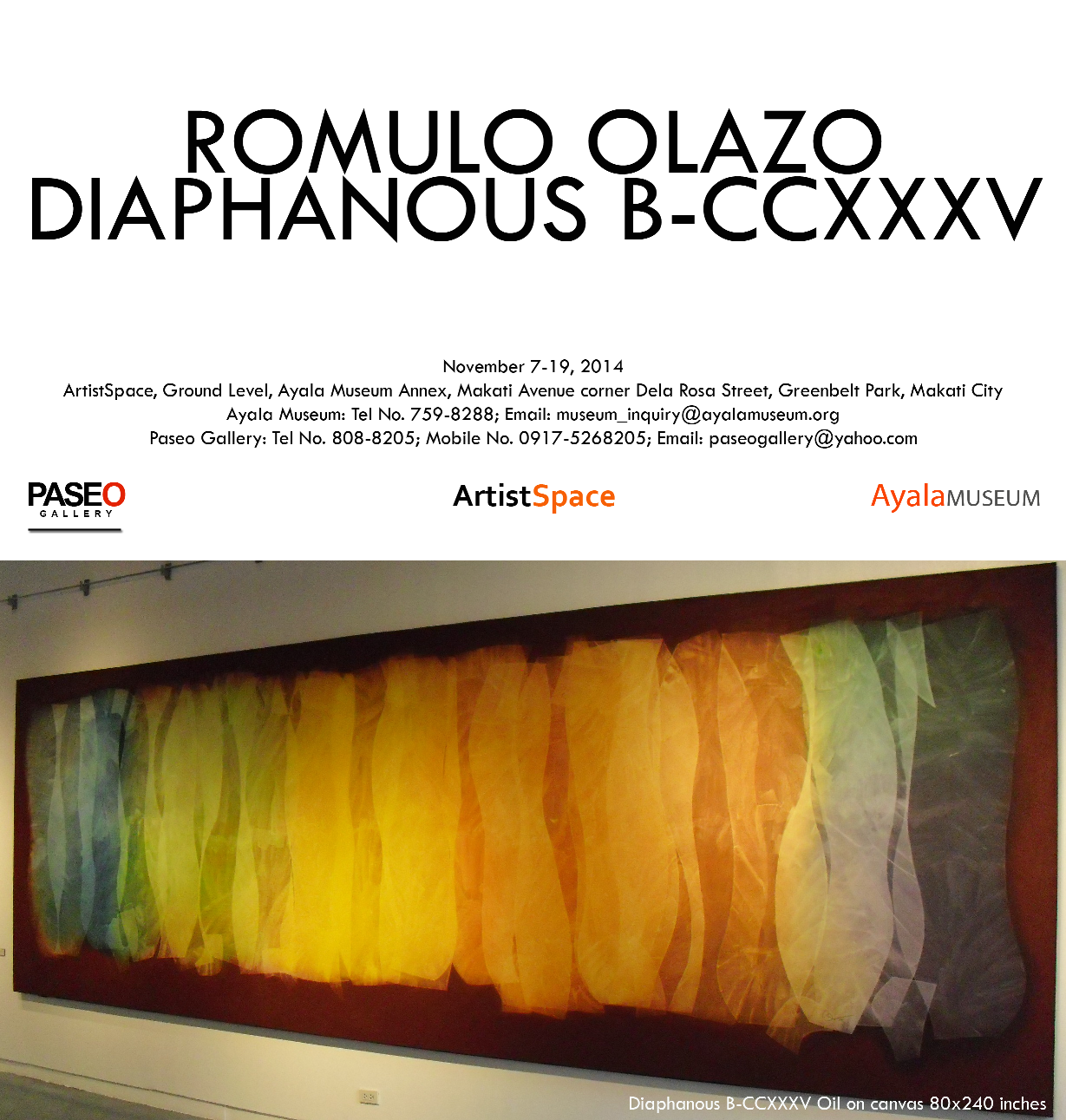 Paseo Art Gallery: ROMULO OLAZO : DIAPHANOUS B-CCXXXV