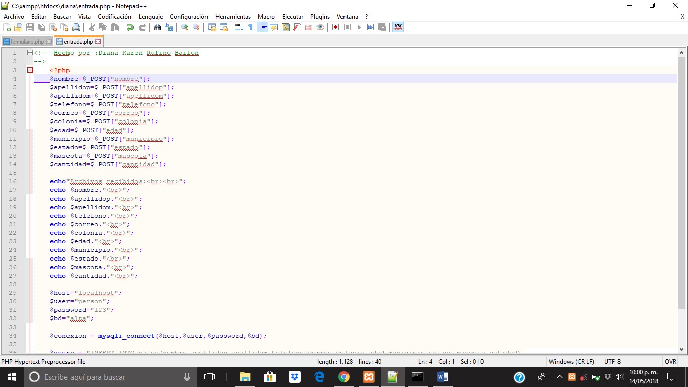 Formulario registro en PHP conectado a Base de Datos
