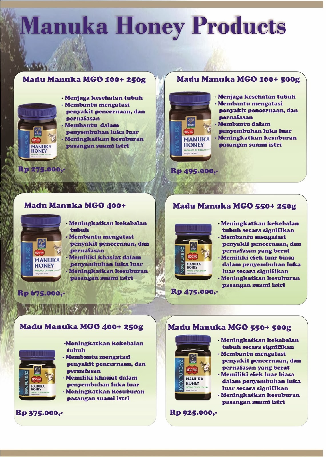 Daftar Harga Madu Manuka