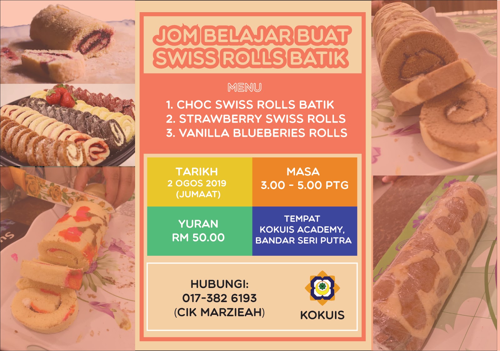 JOM BELAJAR BUAT SWISS ROLL BATIK ~ Koperasi KUIS