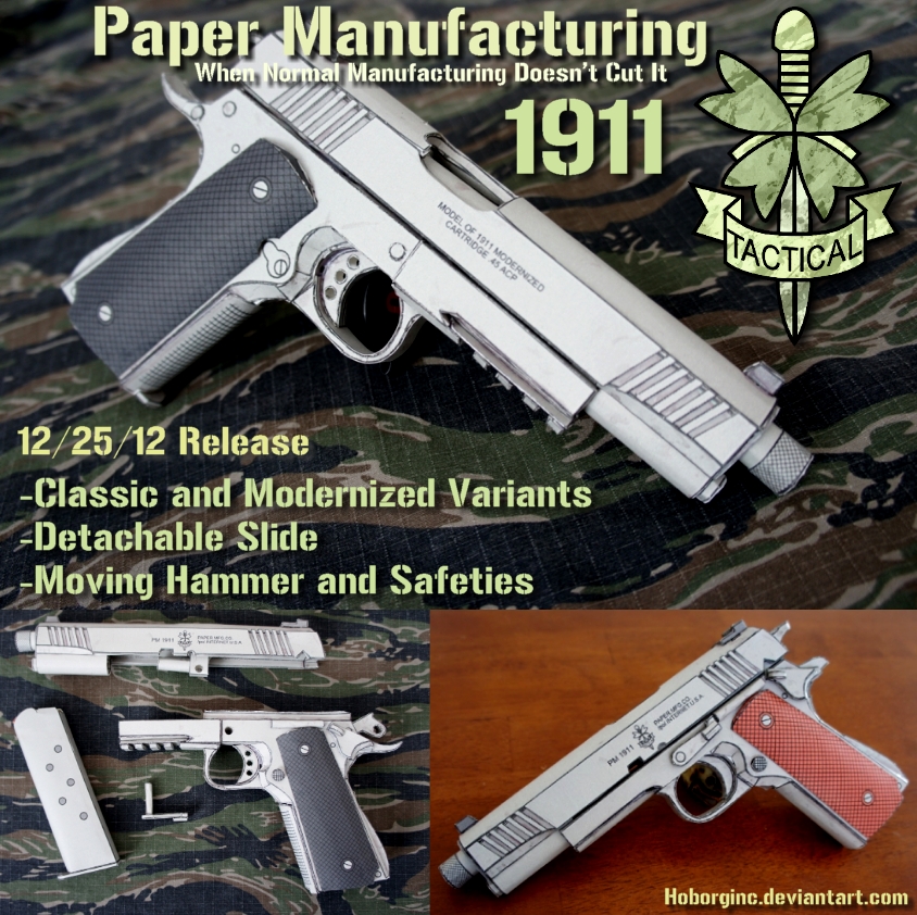 M1911 Pistol Papercraft | Papercraft Paradise | PaperCrafts | Paper ...