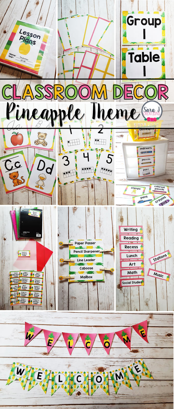 Pineapple Themed Classroom Decor | Sara J Creations