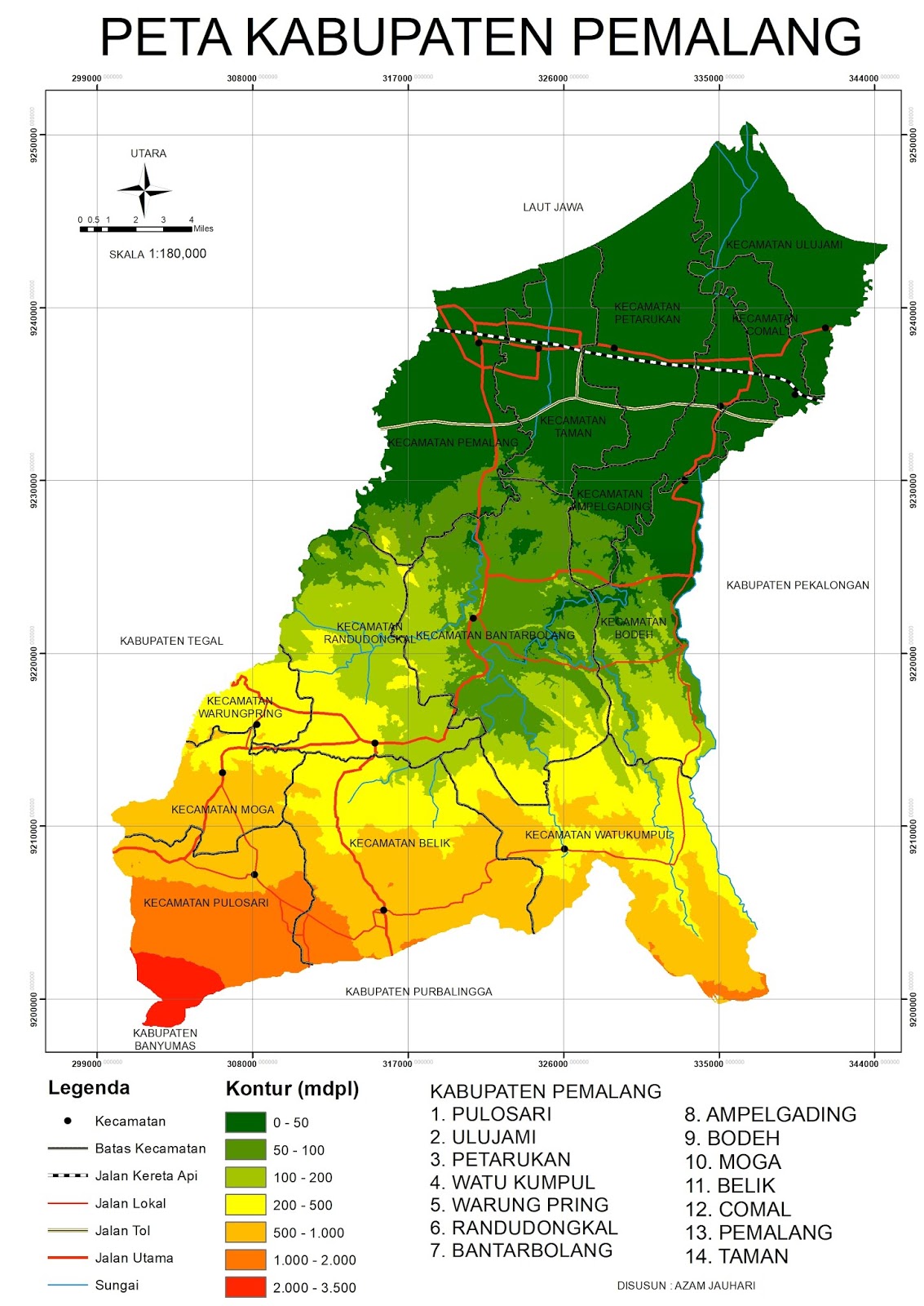Daftar Kelurahan Dan Kecamatan Di Kabupaten Pemalang