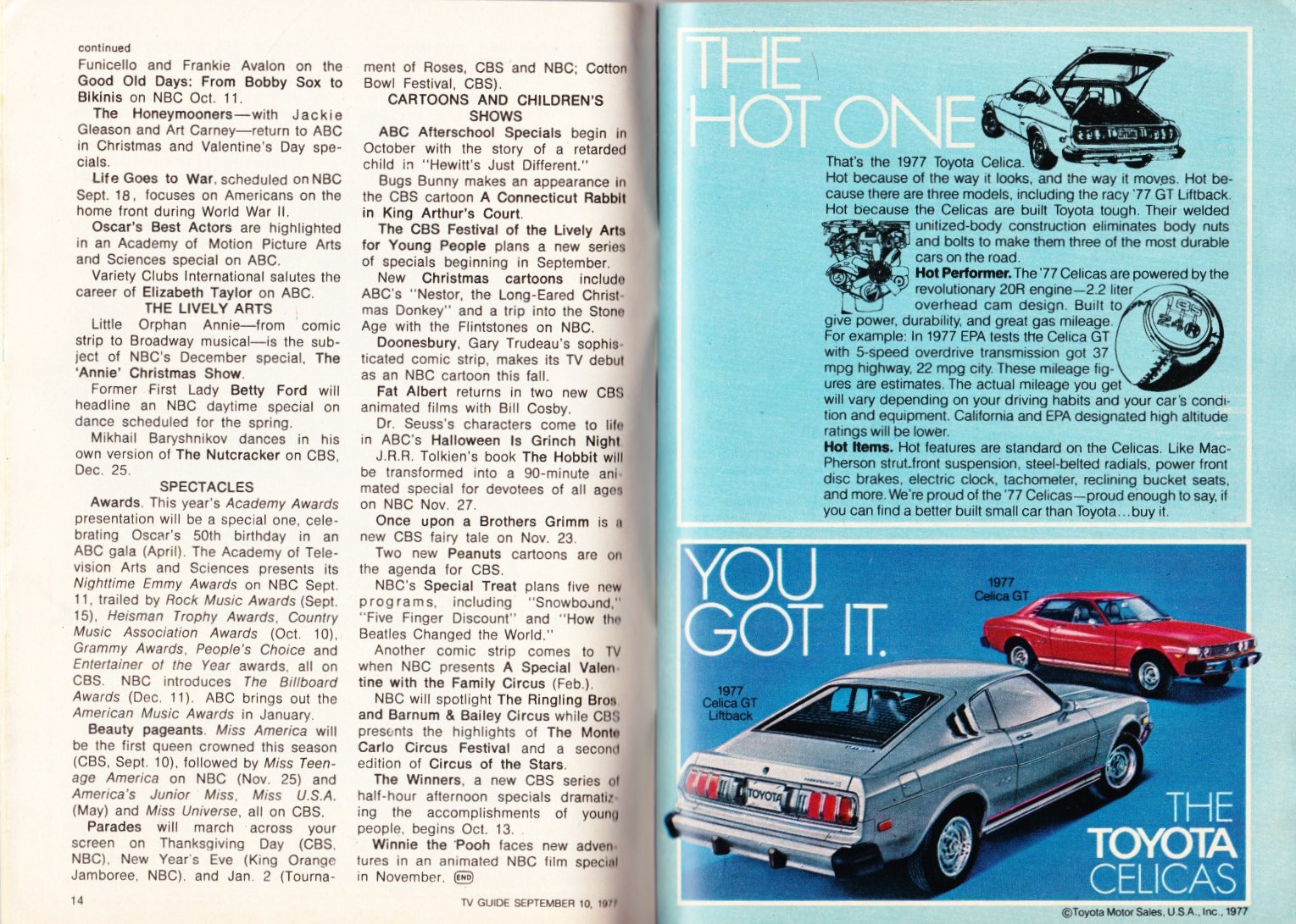 Garage Sale Finds: What was on TV September 10th through 16th, 1977 ...