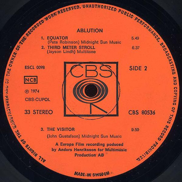 kossoff1963 - Progressive And Psychedelic Rock: Ablution (Sweden) - "Ablution" (1974, Jazz Rock)