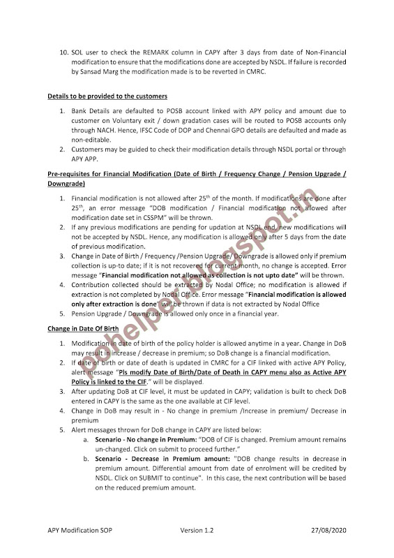SOP for modification and exit of APY