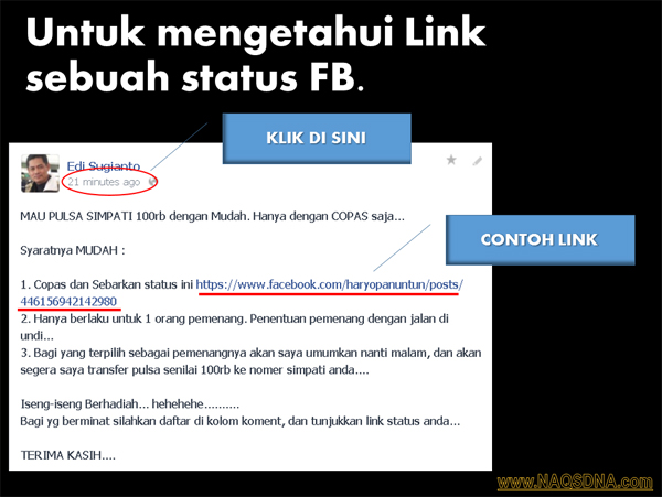 Tips : Cara mengetahui Link sebuah status Facebook - NAQSDNA.com