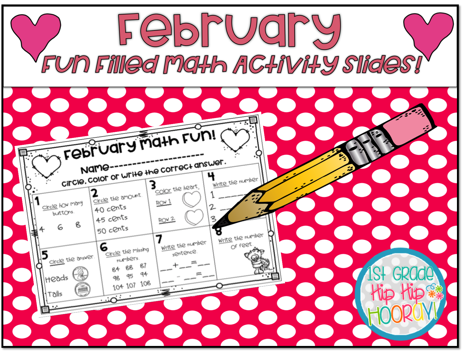 1st Grade Hip Hip Hooray!: February...Fun Filled Math Activities for ...
