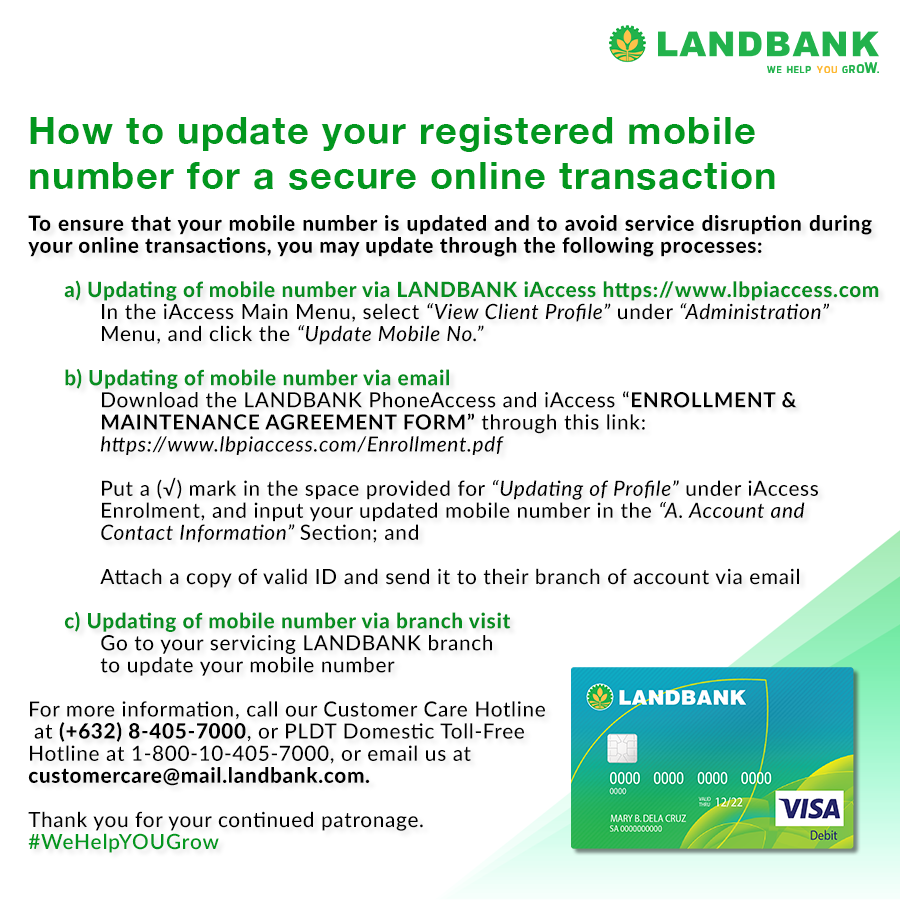 How to update your registered mobile number in Land Bank for a secure ...