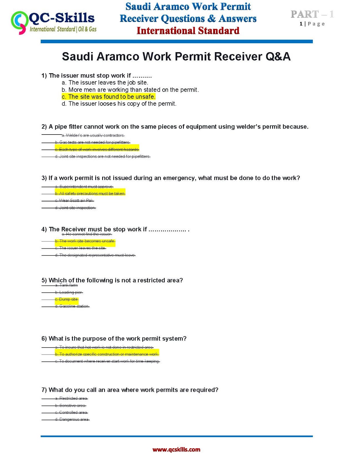 Saudi Aramco Work Permit Receiver Questions & Answers - Aramco Standard