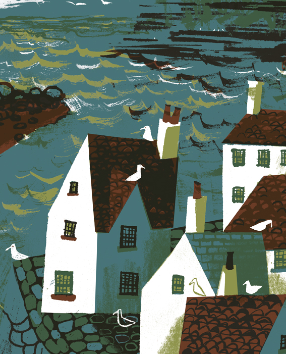 Matt Dawson: A Staithes like fishing village screen print... finished ...