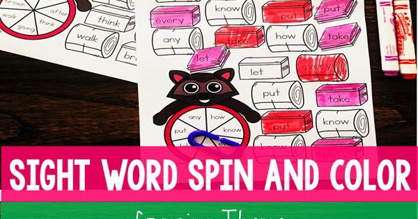 Camping Sight Words Spin and Color Game | Totschooling - Toddler ...