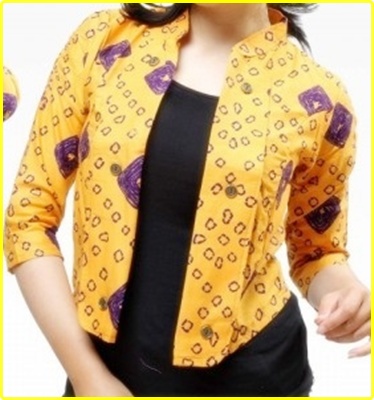 Model baju batik wanita modern warna kuning