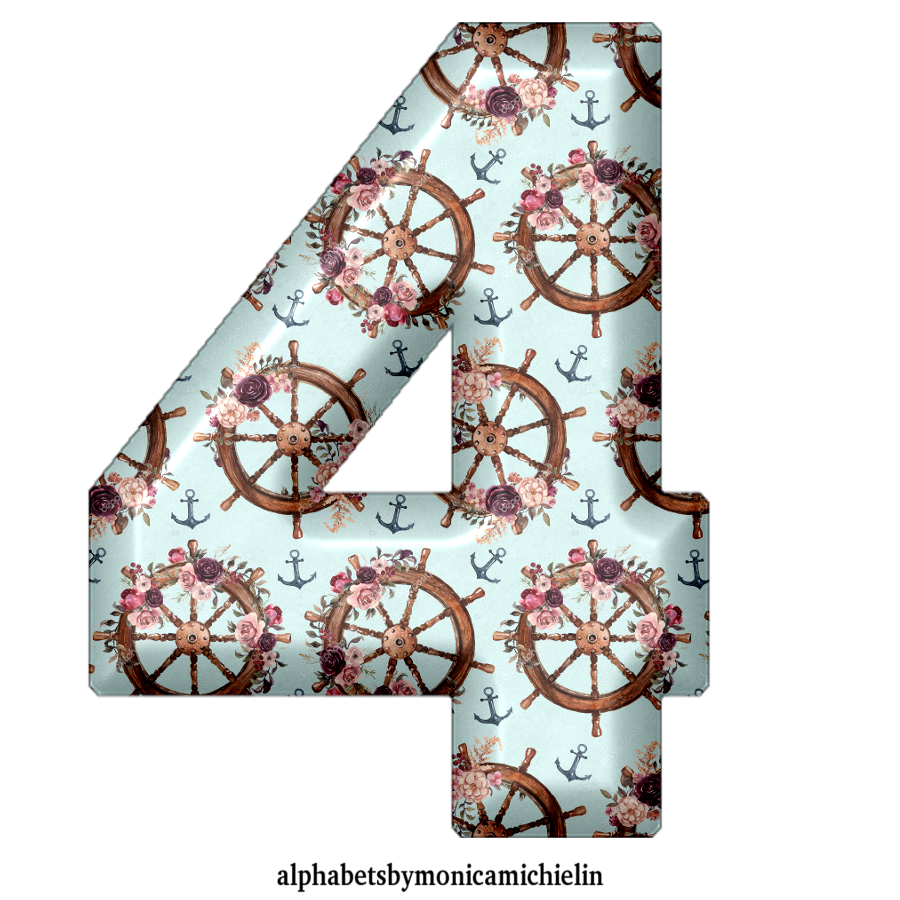 M. Michielin Alphabets: NAUTICAL FLORAL ANCHOR BOAT WHEEL ALPHABET ...