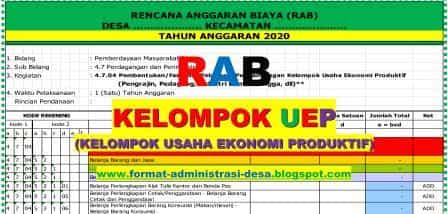 RAB Kelompok Usaha Ekonomi Produktif | FORMAT ADMINISTRASI DESA