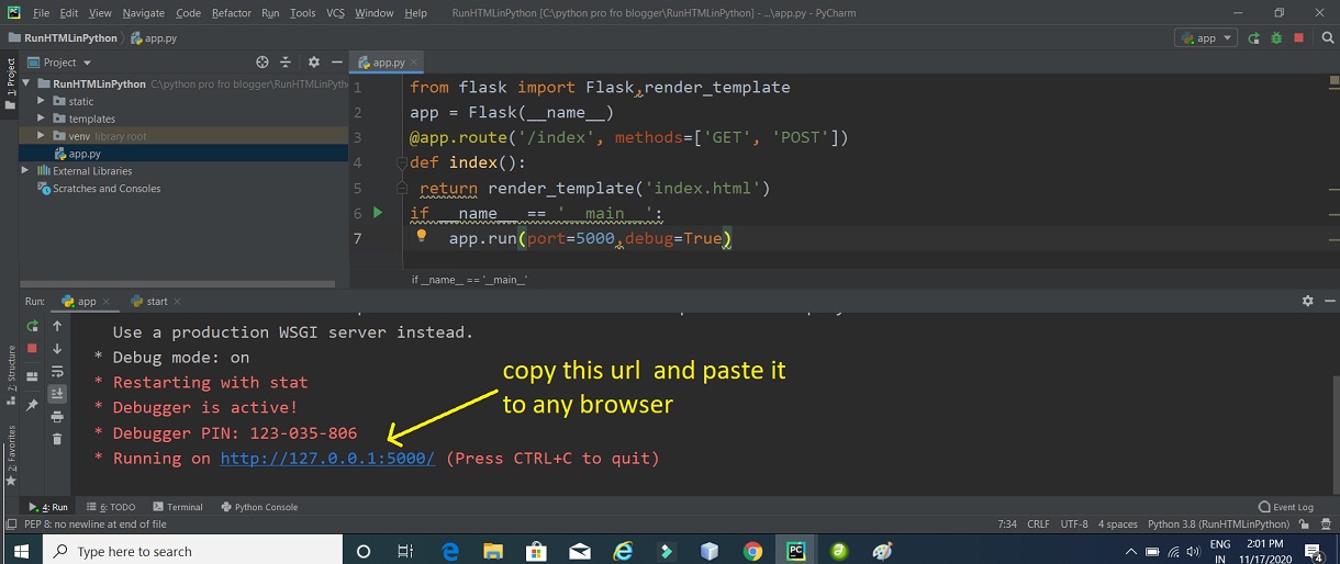 Run HTML Page in Python [Flask Web Framework] | Website in Python