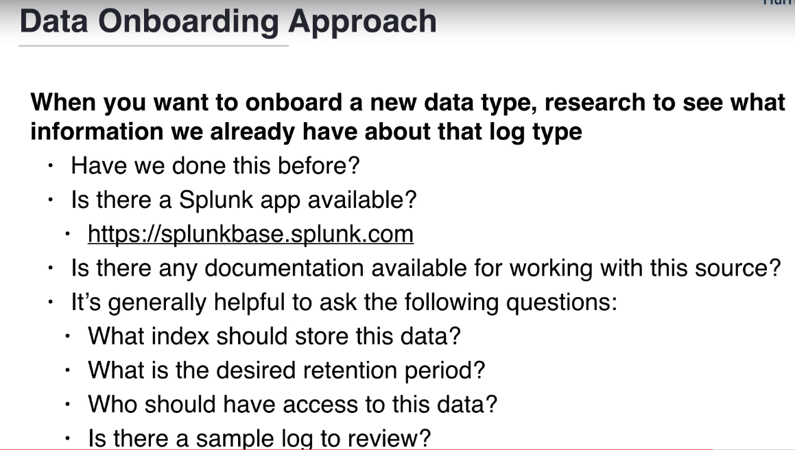 Data onboarding - Splunk