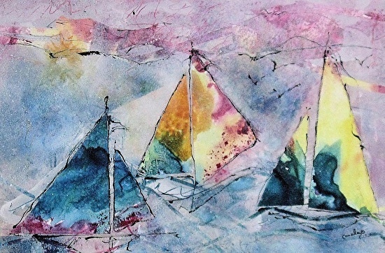 Daily Painters Abstract Gallery: Sailboat Abstract Art Painting "Sails ...