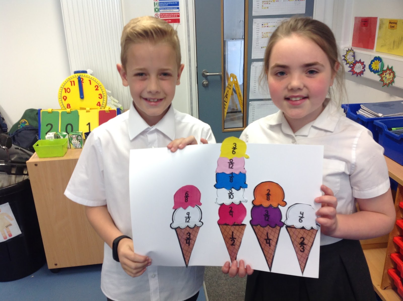 Suttons Primary School: Year 4TS Maths - Equivalent fraction ice creams!