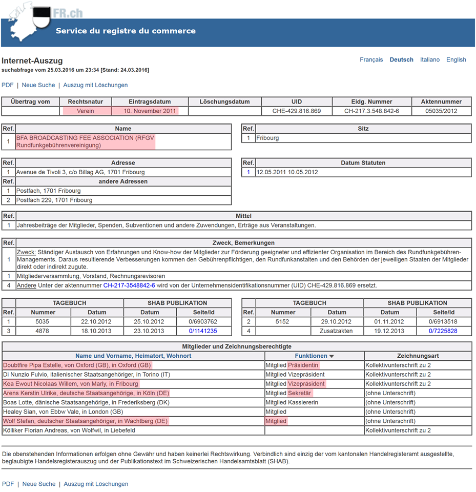 Der Preuße: RFGV - Billag AG - Beitragsservice (GEZ)