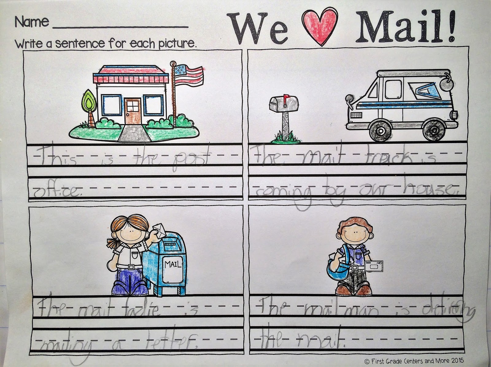 February Writing Freebie - First Grade Centers and More