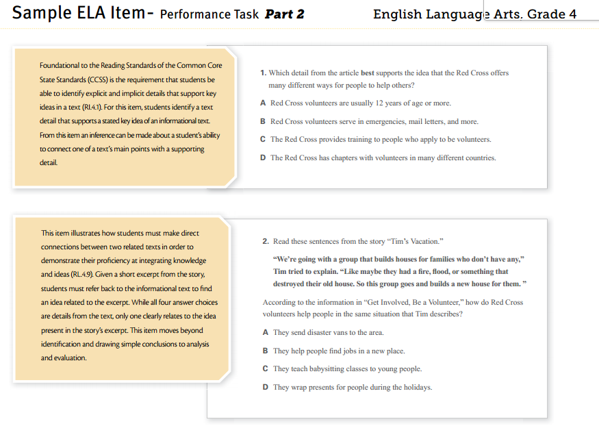 Lowpoint-Washburn ELA: ELA sample questions