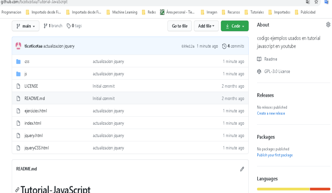 HTML, CSS, JAVASCRIPT: Codigos de los ejemplos en GitHub