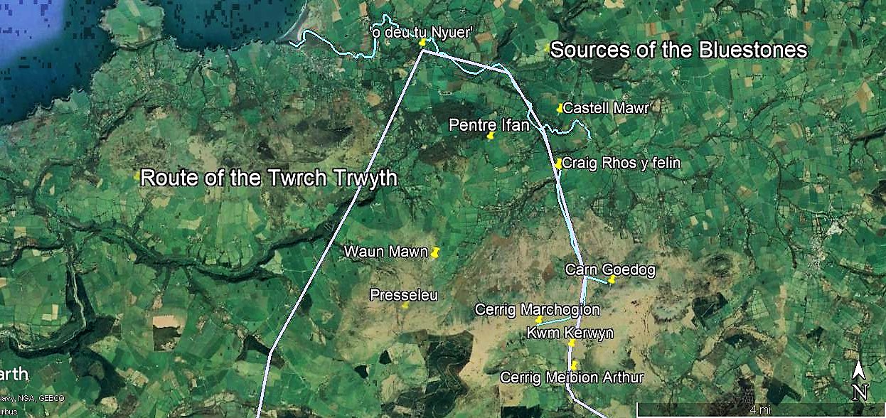 Mabinogion Astronomy: The Route of the Twrch Trwyth and the Bluestones.