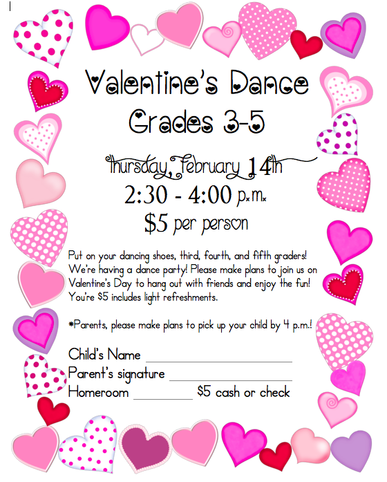 Gilbert Happenings: Grades 3-5 Valentine's Dance