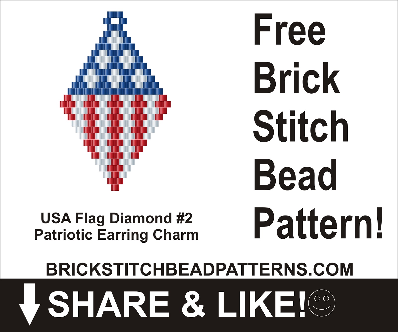 Brick Stitch Bead Patterns Journal: USA Flag Diamond #2 Brick Stitch ...