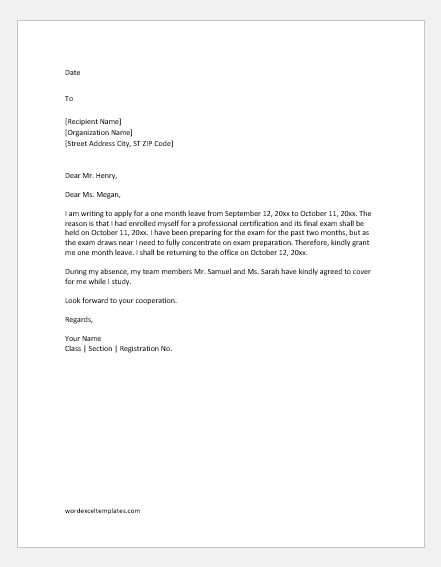 Newletterdesign Sample Of Application For Leave During Exam Newletterdesign Sample Of Application For Leave During Exam